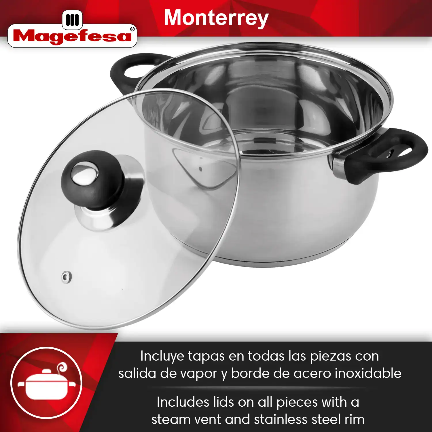 Monterrey 12-piece Cookware set, high quality - Magefesa USA